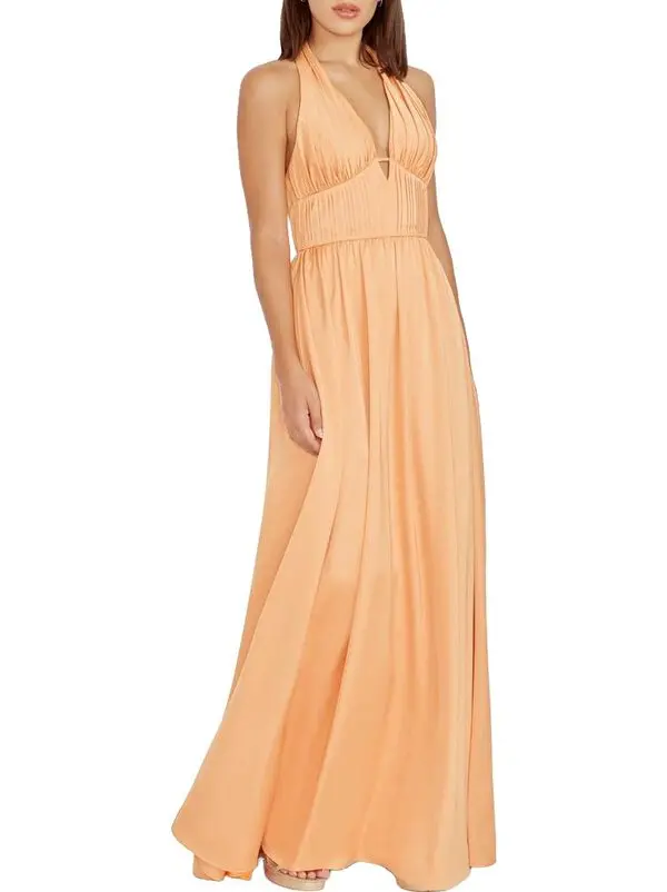 Dress The Population Rhea Halter Fit & Flare Gown - Apricot