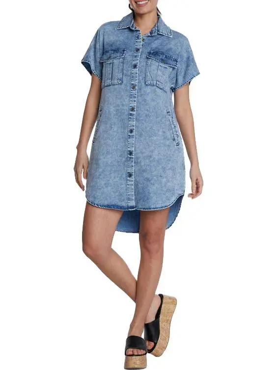 WASH LAB DENIM High-low Shirtdress - Hurricane Blue