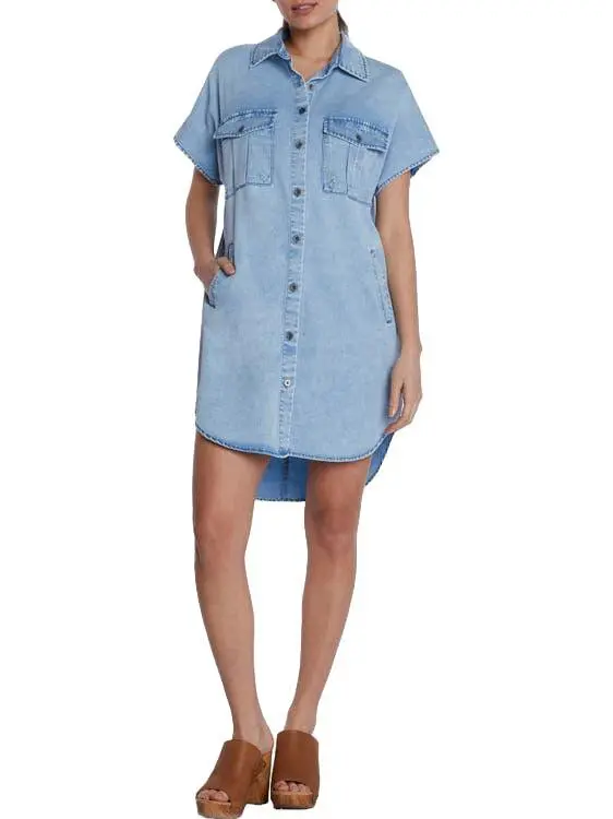 WASH LAB DENIM High-low Shirtdress - Sky Blue