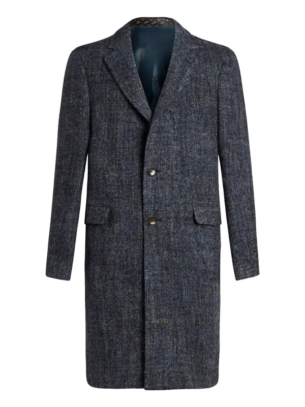 Etro Single-breasted Wool-blend Coat - Blue