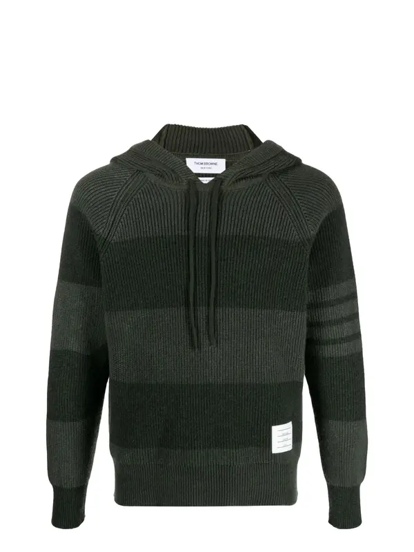 Thom Browne 4-bar Striped Cashmere Hoodie - Green