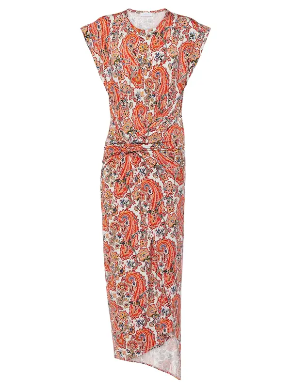 Rabanne Gathered Paisley Jersey Midi Dress - Multicoloured
