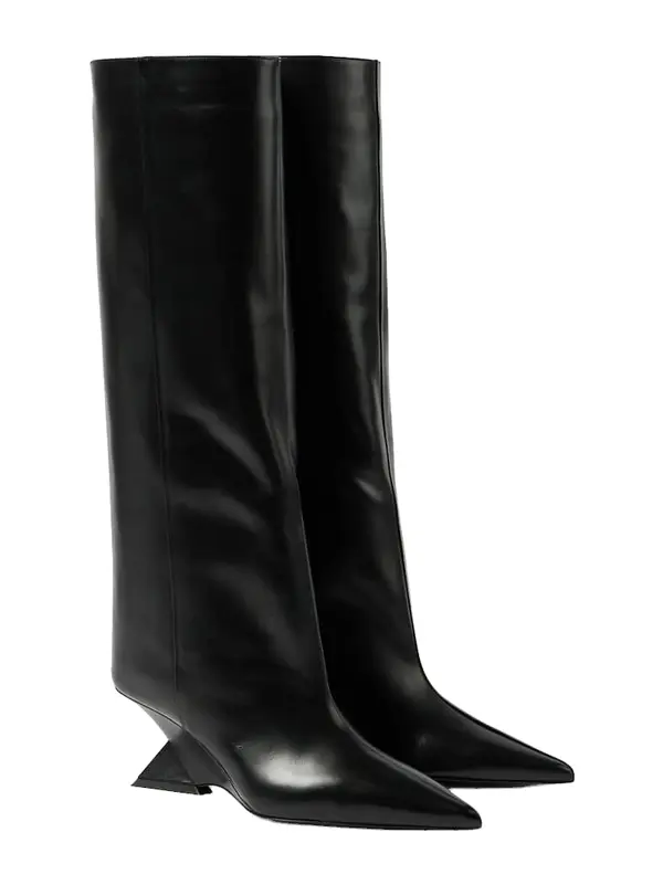 Attico Cheope Leather Knee-high Boots - Black