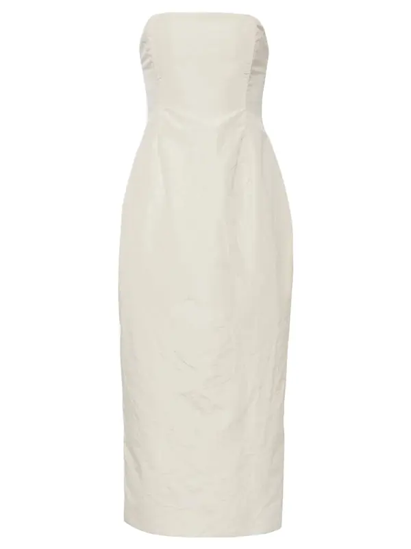 Magda Butrym Strapless Silk Taffeta Midi Dress - Neutrals