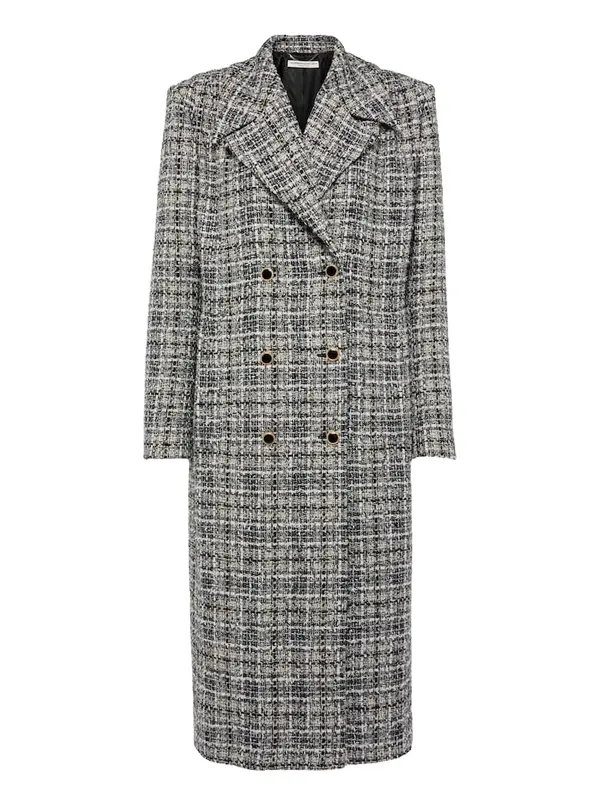 Alessandra Rich Lurex Tweed Coat - White