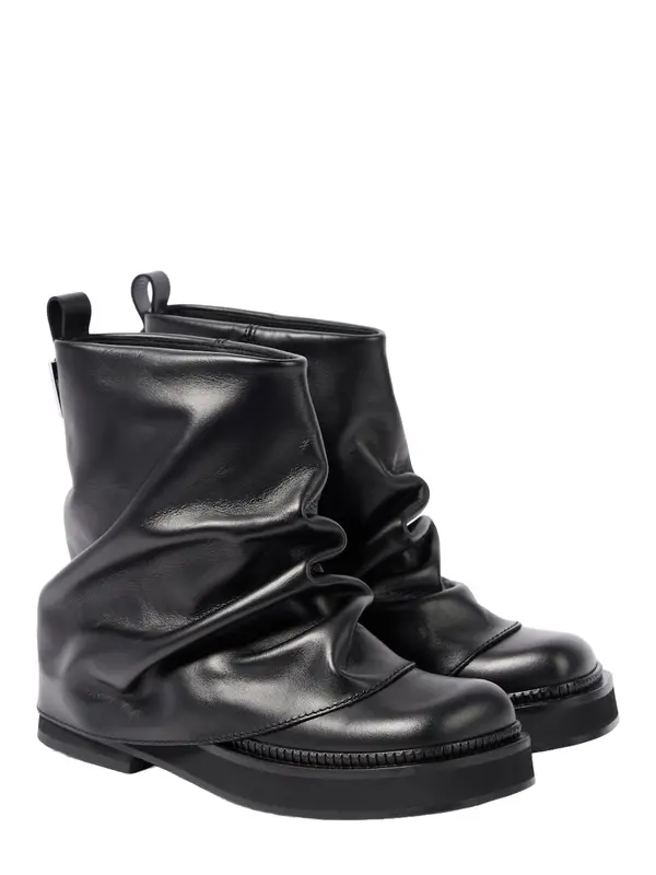 Attico Robin Leather Ankle Boots - Black
