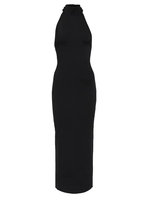 Khaite Suzanne Ribbed-knit Midi Dress - Black