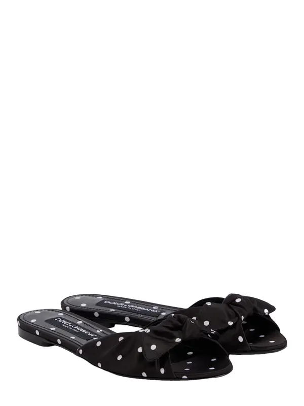Dolce & Gabbana Polka-dot Satin Mules - Black