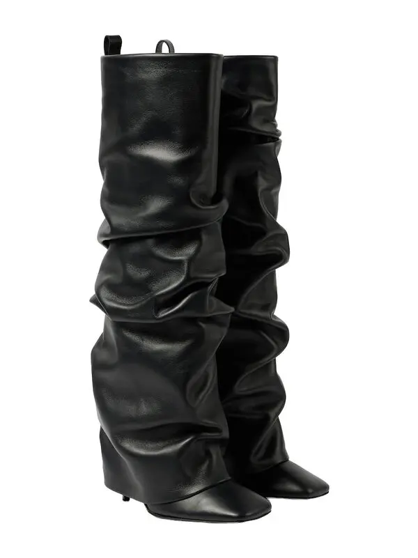Attico Leather Knee-high Boots - Black