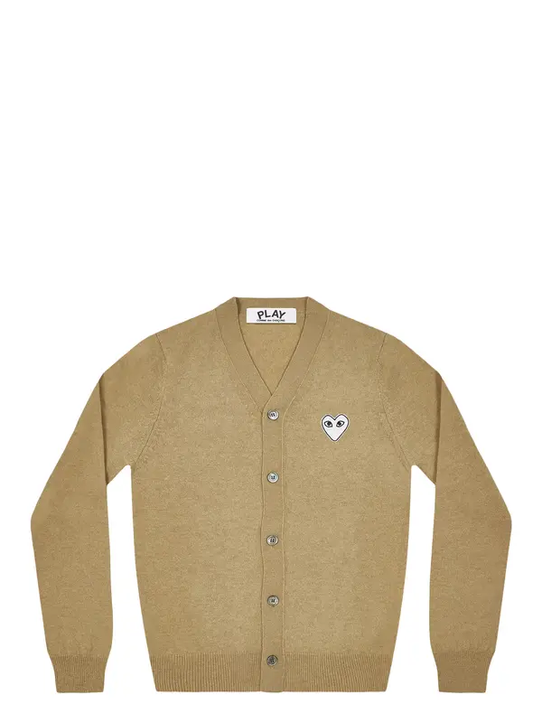 Play Comme Des Garcon Cardigan With Applique - Tan