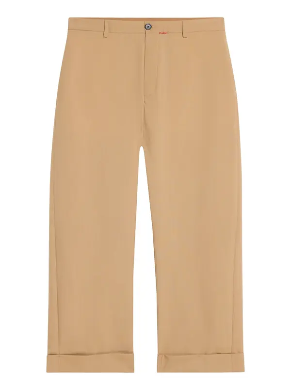 Marni Tropical Wool Wide-leg Pants - Beige