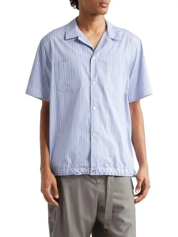 Sacai Stripe Cotton Poplin Camp Shirt - Blue Stripe
