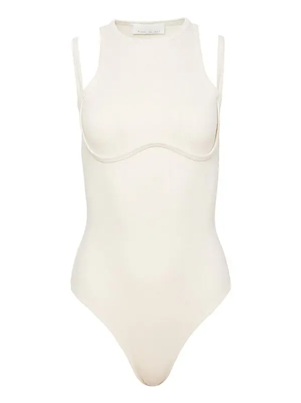 Fleur Du Mal Strappy Ribbed Bodysuit - Ecru