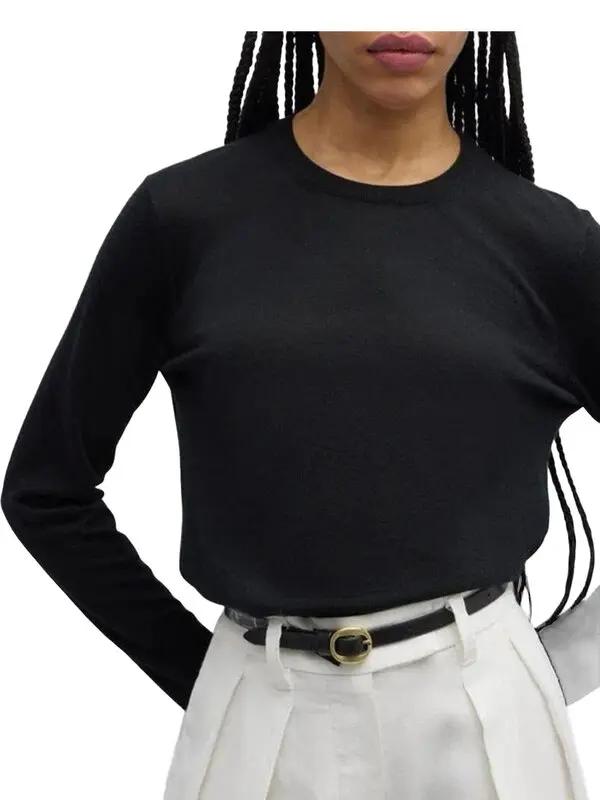 Ralph Lauren Cashmere Jersey Knit Crewneck Top - Black