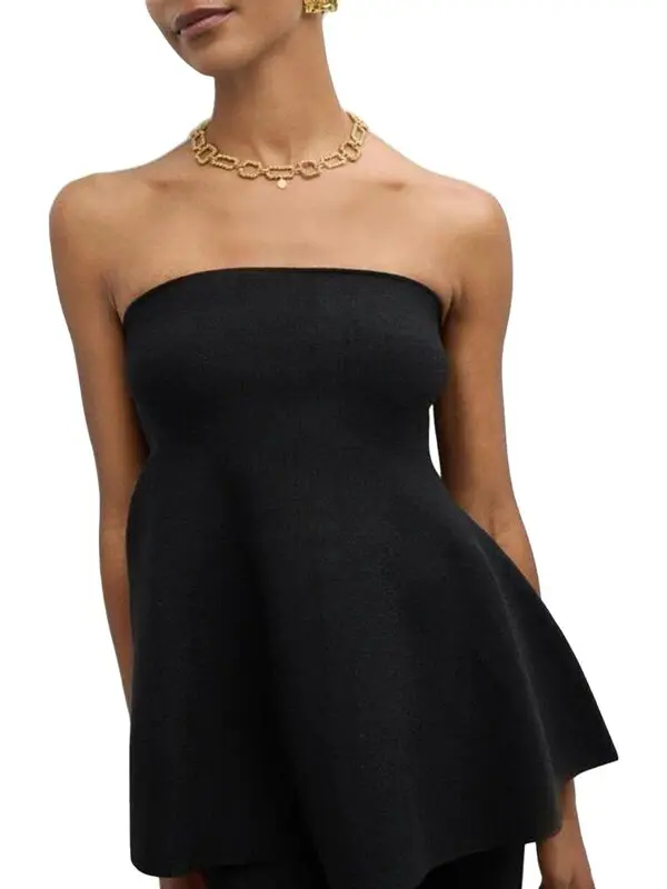 Simkhai Ioanna Knit Peplum Top - Black