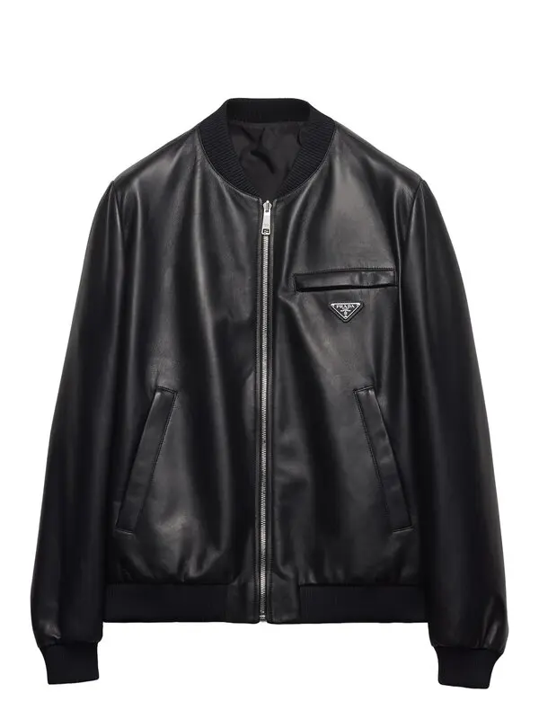Prada Reversible Nappa Leather Bomber Jacket - Black