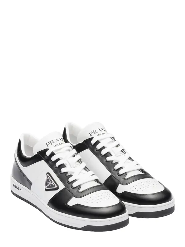 Prada Downtown Leather Sneakers - White/black