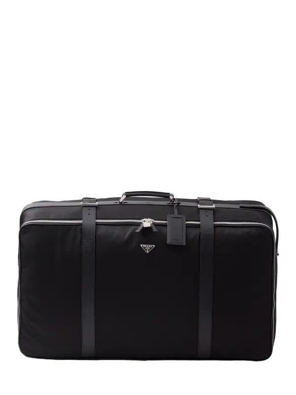 Prada Medium Re-nylon And Saffiano Leather Suitcase - Black