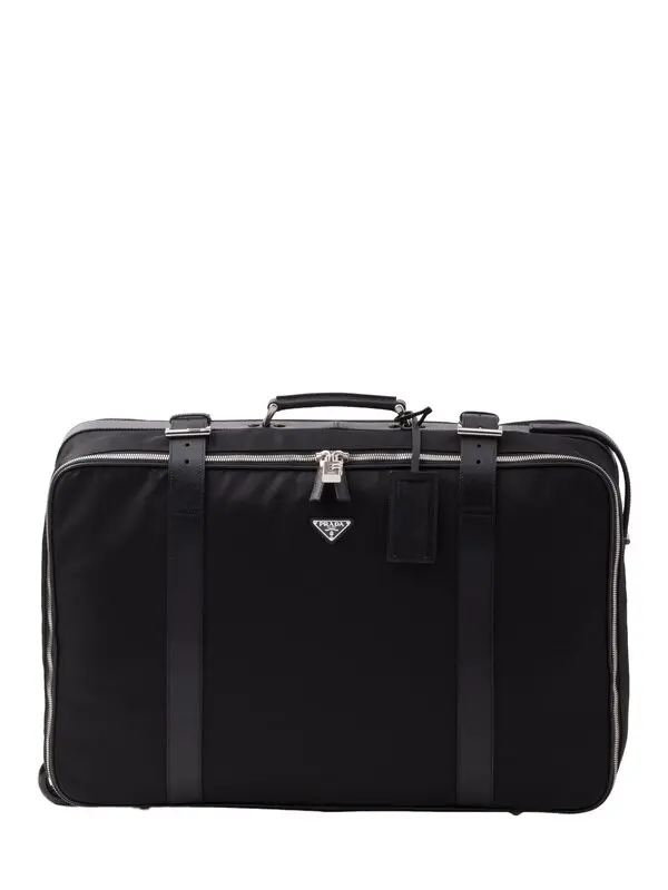 Prada Medium Re-nylon And Saffiano Leather Suitcase - Black