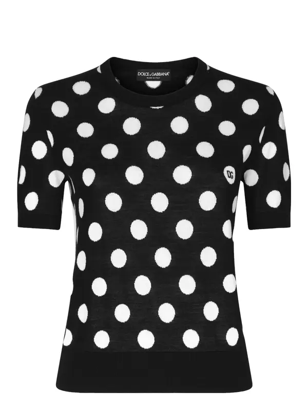 Dolce & Gabbana Polka Dot Intarsia-knit Top - Black