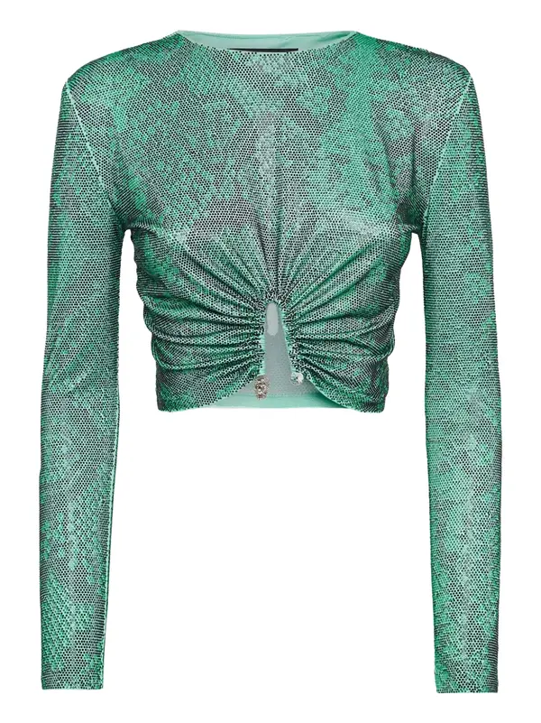 Philipp Plein Embellished Cropped T-shirt - Green