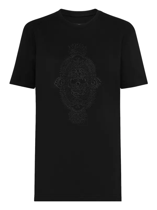 Philipp Plein Skull-embroidered T-shirt - Black