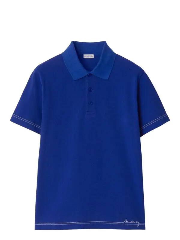 Burberry Logo-embroidered Polo Shirt - Blue
