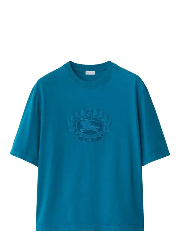 Burberry Oak Leaf Crest Embroidered Cotton T-shirt - Blue