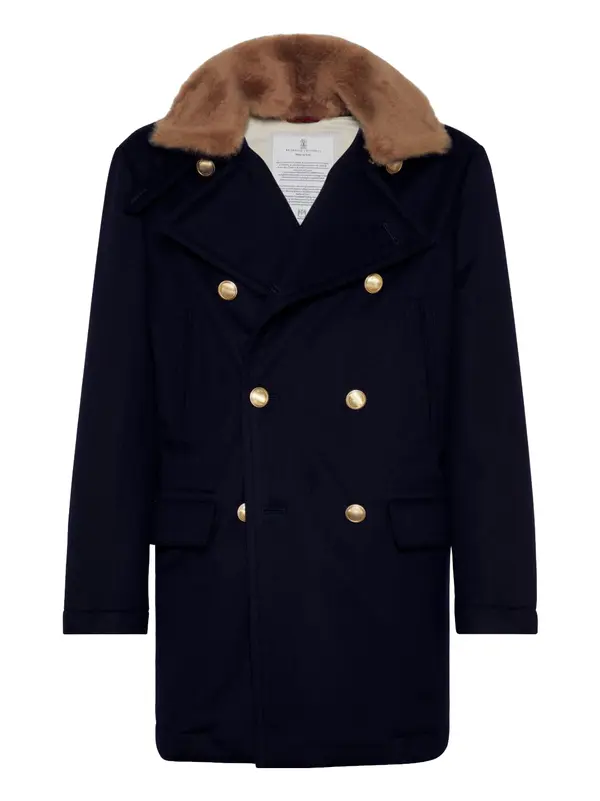 Brunello Cucinelli Double-breasted Cashmere Coat - Blue