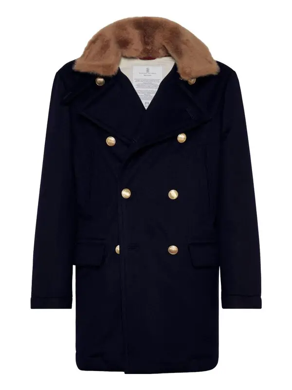 Brunello Cucinelli Double-breasted Cashmere Coat - Blue