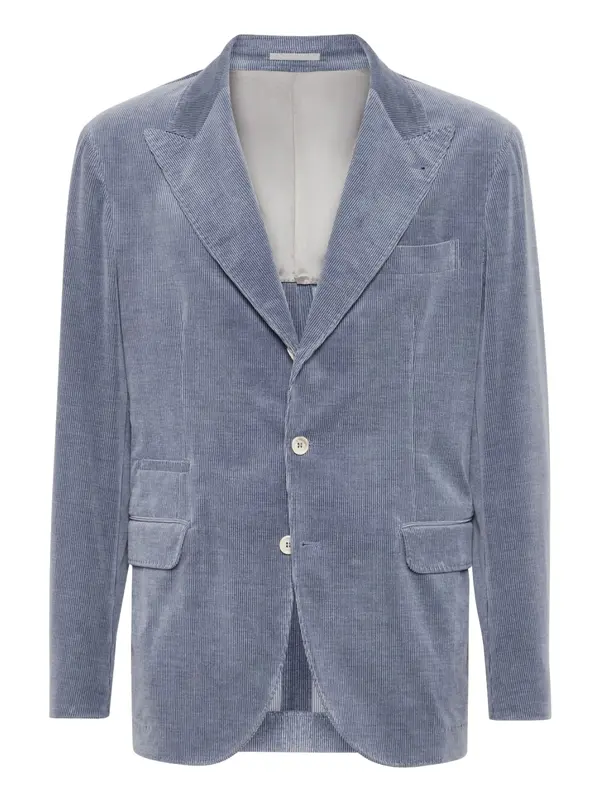 Brunello Cucinelli Peak-lapel Corduroy Blazer - Blue