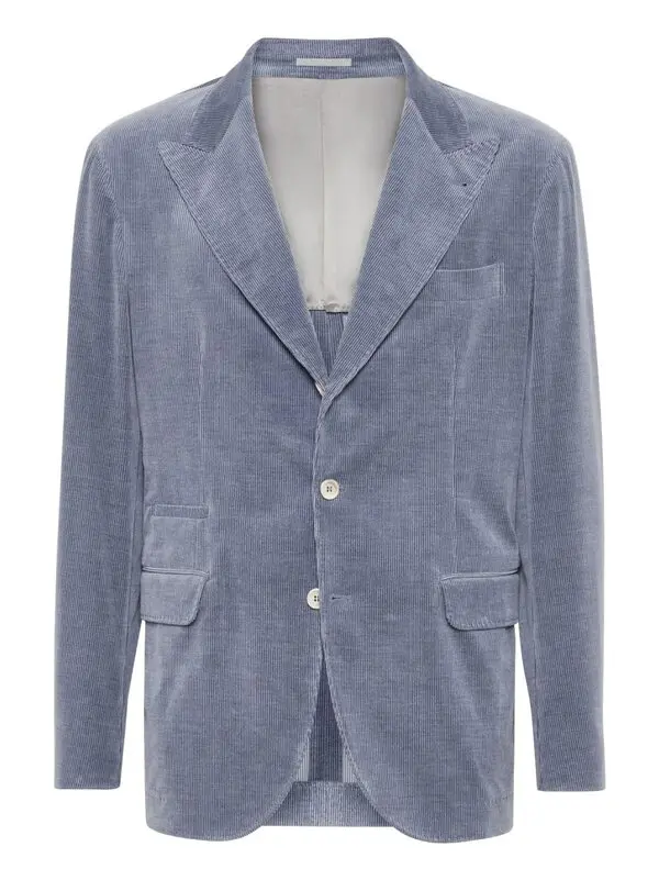 Brunello Cucinelli Peak-lapel Corduroy Blazer - Blue