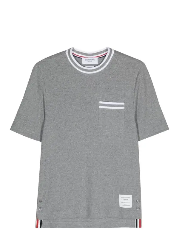 Thom Browne Pointelle Cotton Blend T-shirt - Grey