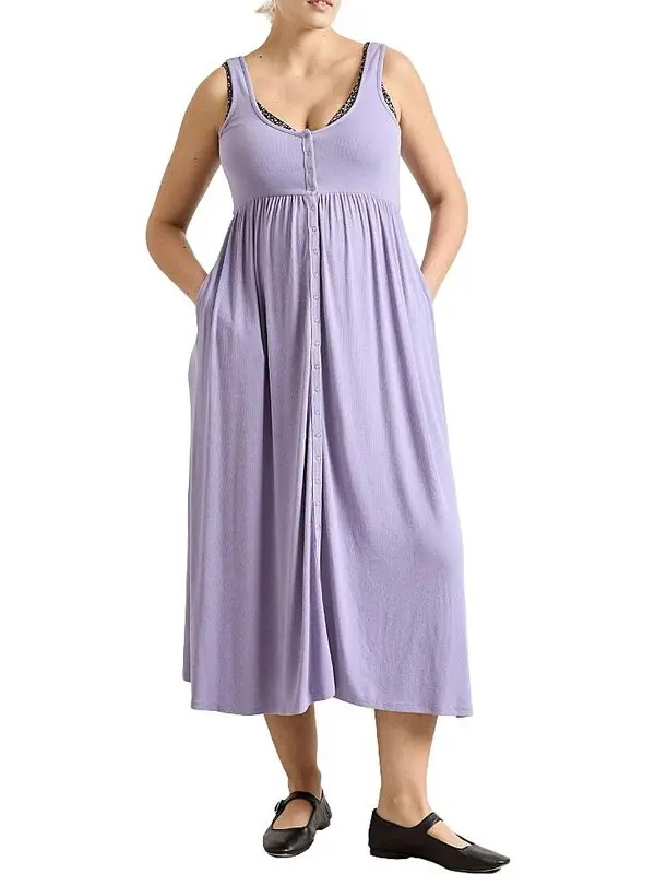 Hatch Collection Rib Knit Nursing Tank Dress - Wisteria