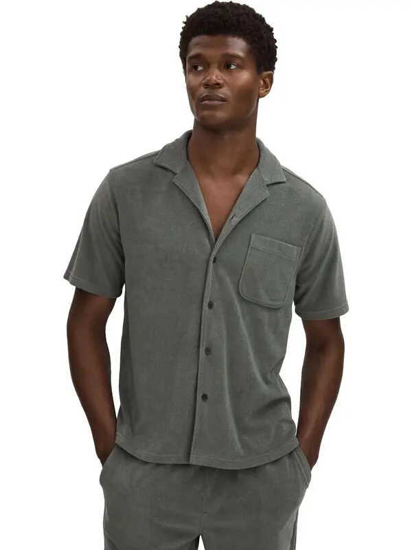 Paige Terry Cuban Collar Shirt - Grey