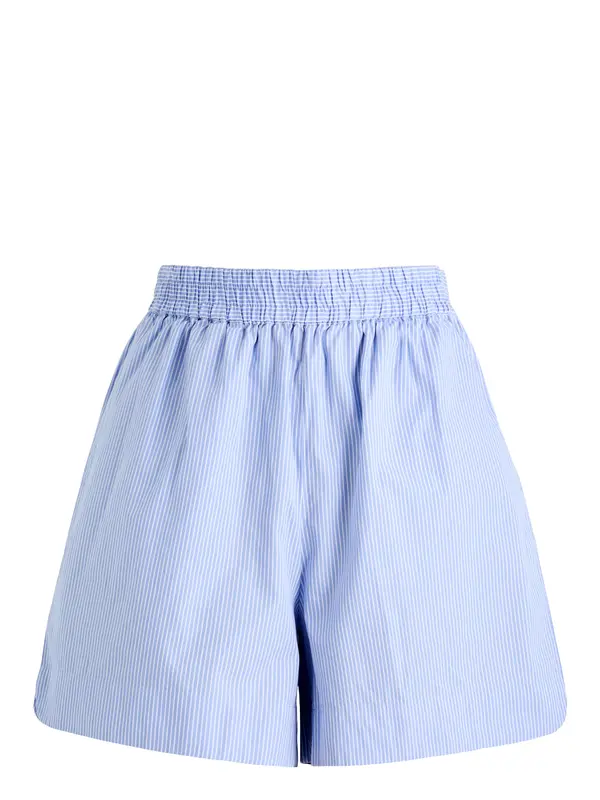 LMND Chiara Striped Cotton Shorts - Blue And White
