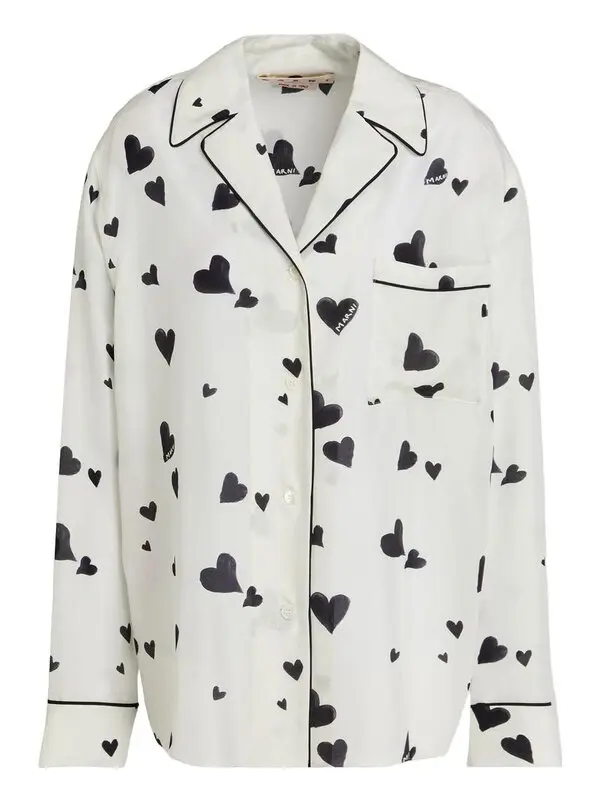 Marni Printed Silk-habotai Shirt - Off-white