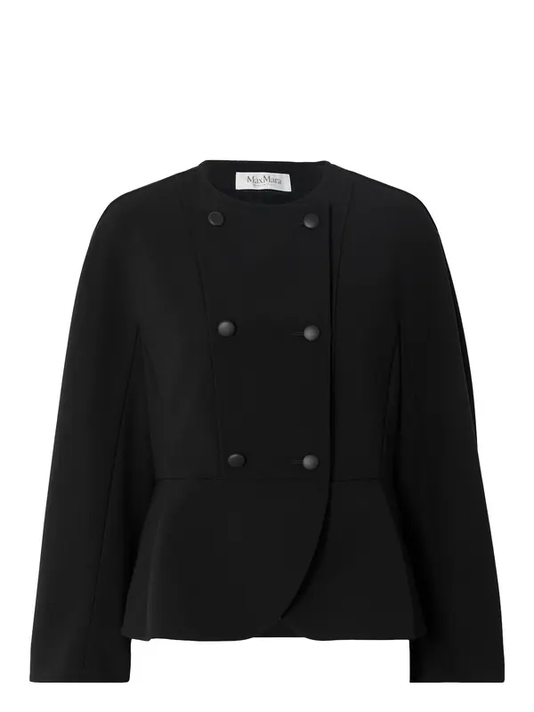 Max Mara Fronda Double-breasted Stretch-crepe Peplum Jacket - Black