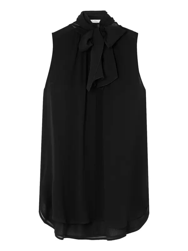 Max Mara Mela Pussy-bow Silk-chiffon Blouse - Black