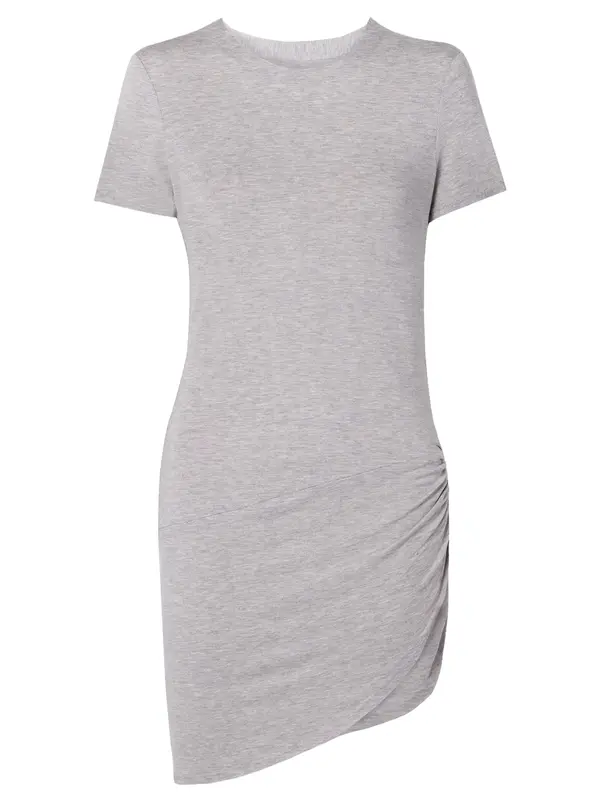 Norma Kamali Asymmetric Ruched Mini T-shirt Dress - Gray
