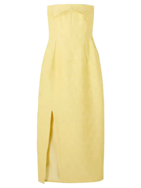EMILIA WICKSTEAD Pola Strapless Cloqué-jacquard Maxi Dress - Yellow