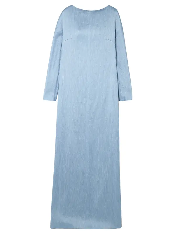 EMILIA WICKSTEAD Uriela Plissé-satin Maxi Dress - Blue