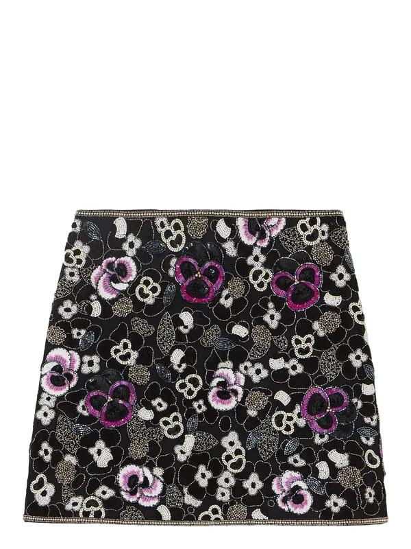 Isabel Marant Hanelis Embellished Cotton-twill Mini Skirt - Black