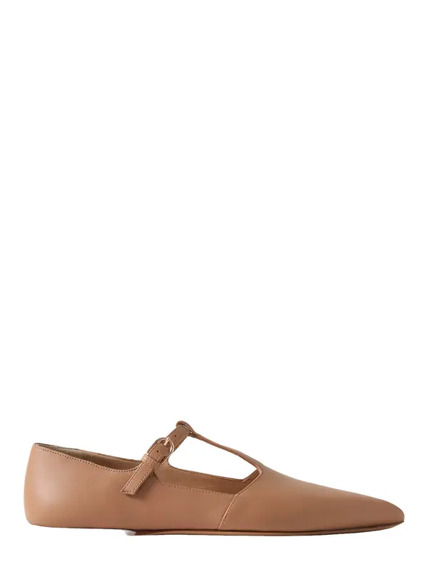 Gabriela Hearst Lola Ballerina Leather Mary Jane Flats - Neutrals