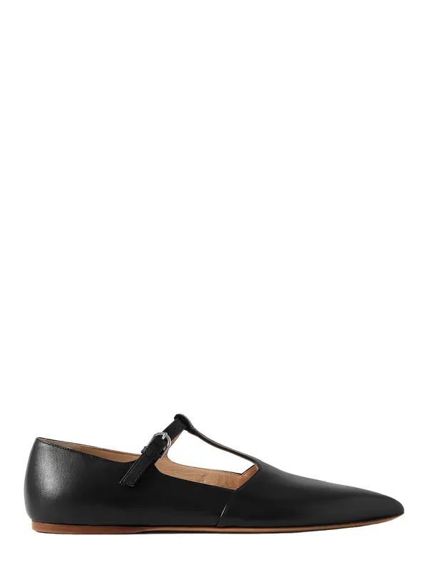 Gabriela Hearst Lola Ballerina Leather Mary Jane Flats - Black