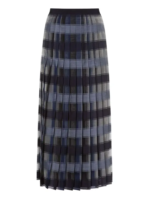 Alberta Ferretti Checked Pleated Skirt - Blue