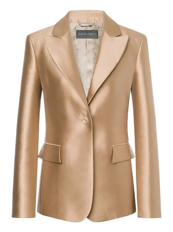 Alberta Ferretti Single-breasted Satin Blazer - Neutrals