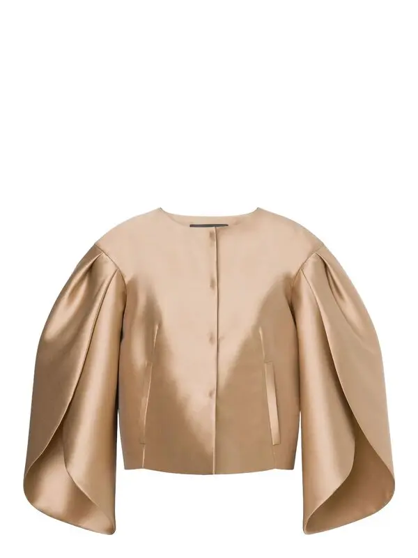 Alberta Ferretti Petal-sleeve Mikado Jacket - Neutrals