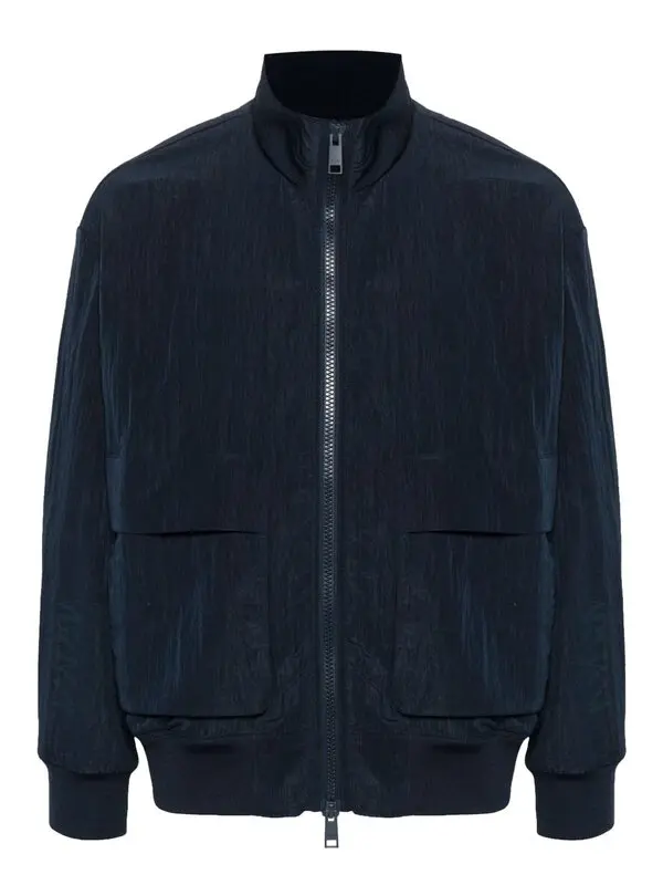 Armani Exchange Textured Zipped Jacket - Blue