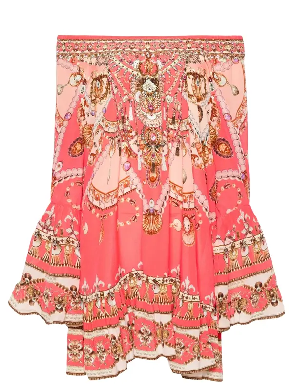 Camilla Flared Rhinestone-embellished Mini Dress - Pink